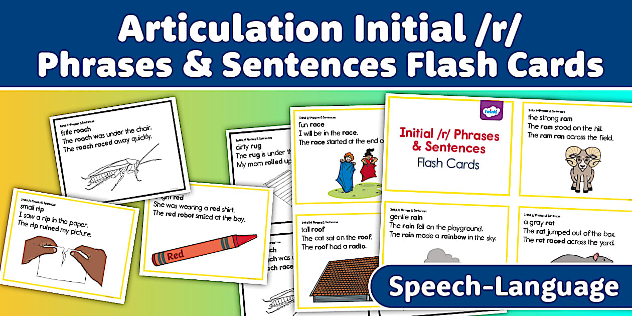 Articulation Initial /r/ Phrases and Sentences Flash Cards