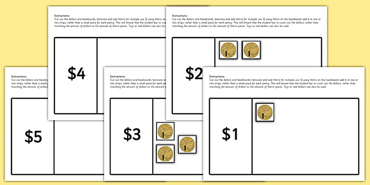 1-20 Dollar Counting Activity (teacher made) - Twinkl
