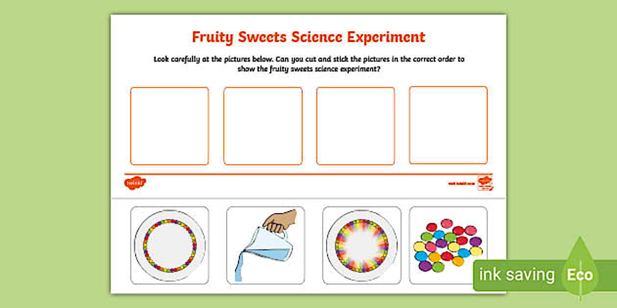 👉 Fruity Sweets Science Experiment Sequencing Worksheet