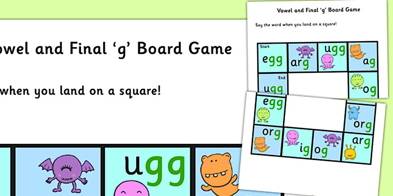 Vowel and Final 'G' Sound Board Game (teacher made) - Twinkl