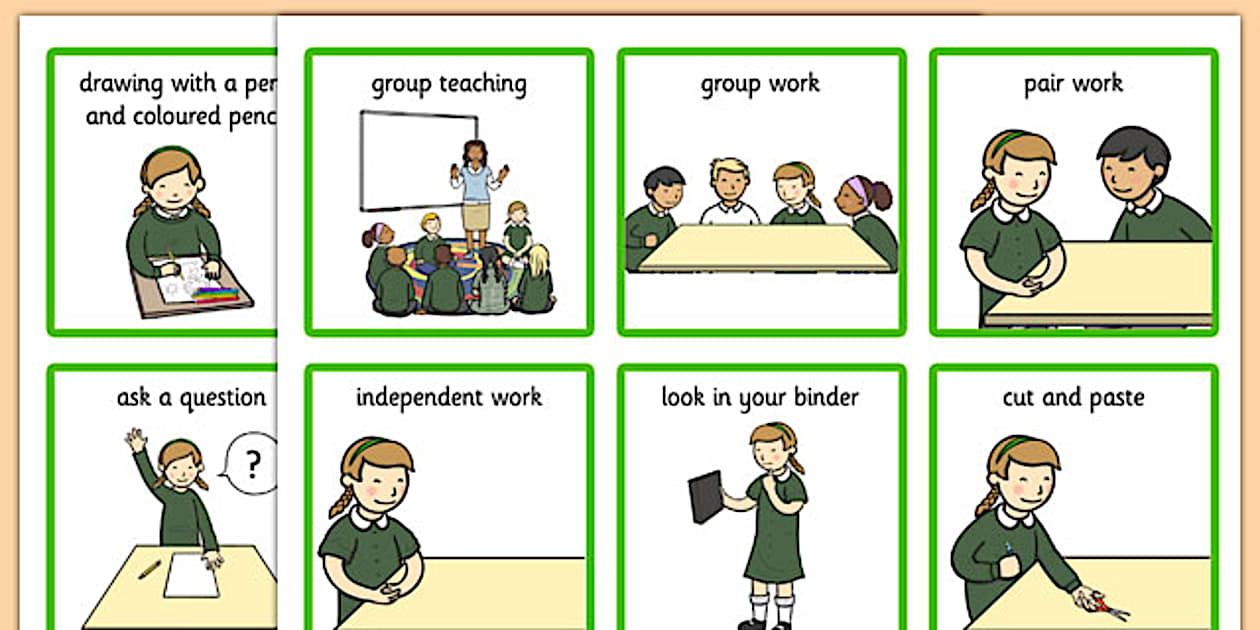 Editable Classroom Visual Aid Cards Girl (teacher made)