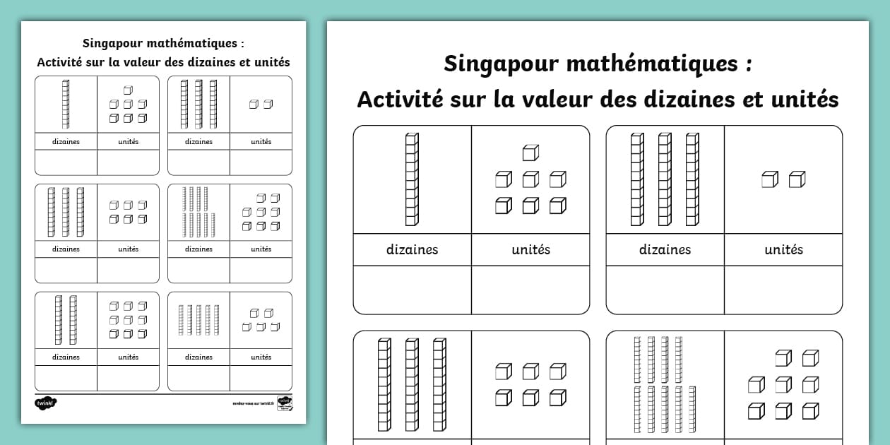 Singapour mathématiques : Imagée. Activité sur la valeur des dizaines et