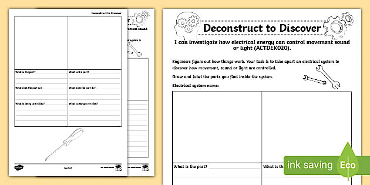 Deconstruct to Discover Electrical Circuit Worksheet