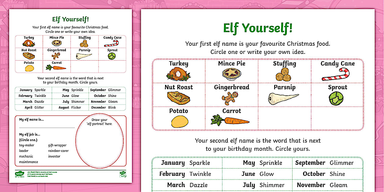 What's Your Elf Name? | Elf Yourself! Activity Sheet