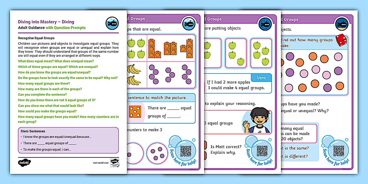 👉 Year 1 Diving into Mastery: Step 4 Recognise Equal Groups Activity Cards