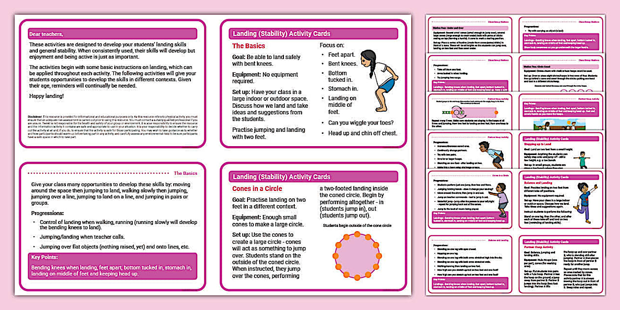 Year 1 and 2 PE: Simple Skills Series - Landing (Stability) Activity Cards