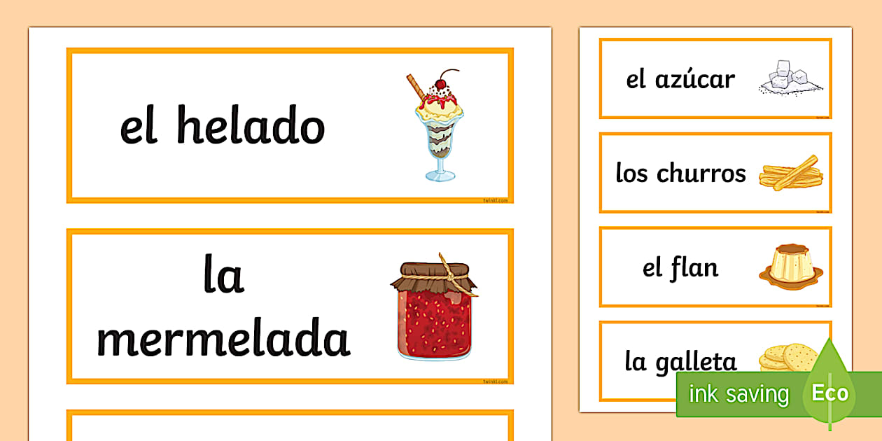 Sweets Word Cards Spanish - Twinkl