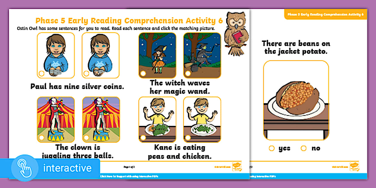 Interactive PDF: Phase 5 Early Reading Comprehension Activity 6
