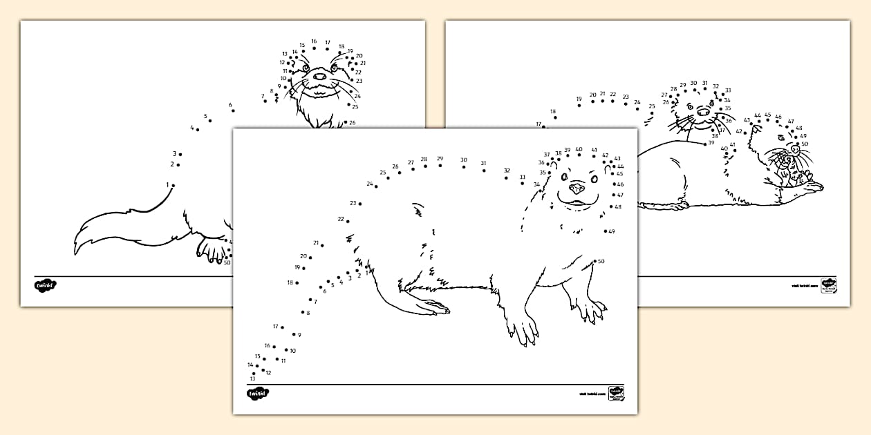 Otter Dot to Dot to 50 Worksheets - Twinkl - KS1 - Twinkl