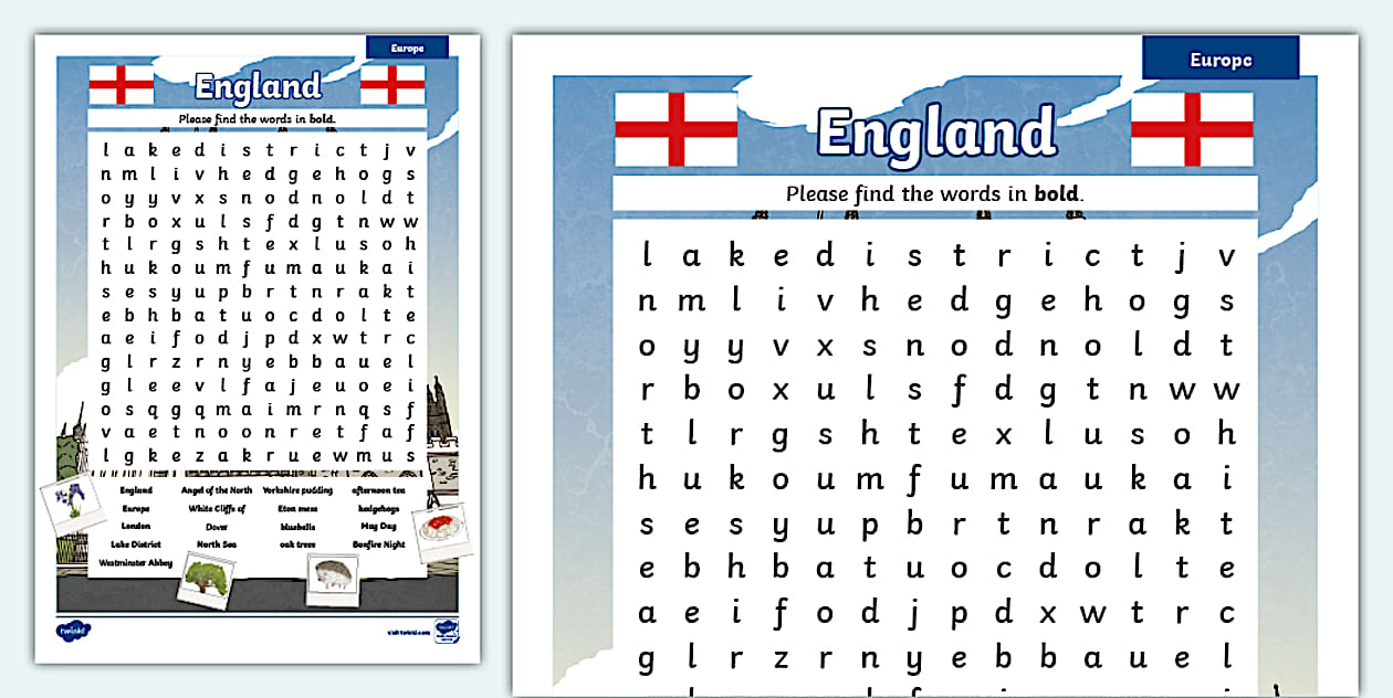 KS2 England Word Search - Geography - Twinkl