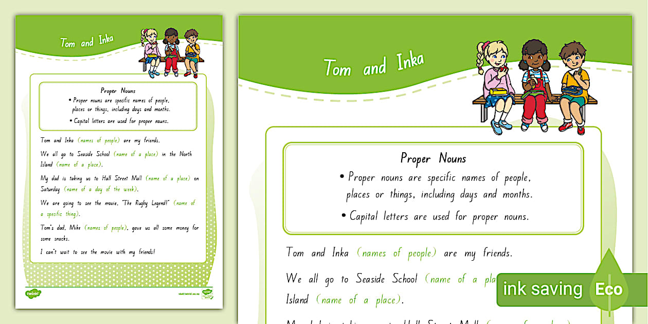 Using Capitals for Proper Nouns Exemplar Text (Teacher-Made)