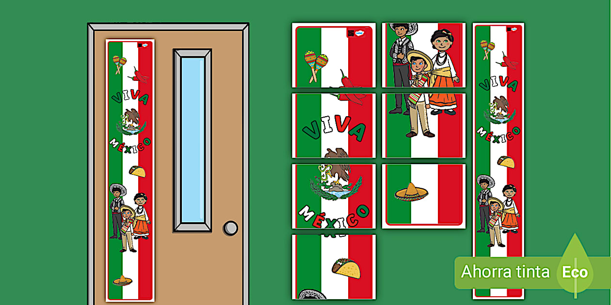 Independencia de México - decoración de puerta - Twinkl