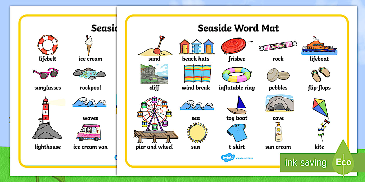 Editable Seaside Word Mats (teacher made) - Twinkl