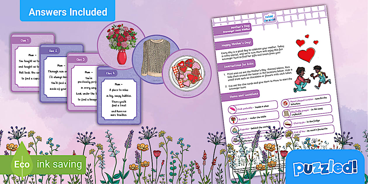 Mother's Day Scavenger Hunt Riddles for Mum | Twinkl Puzzled