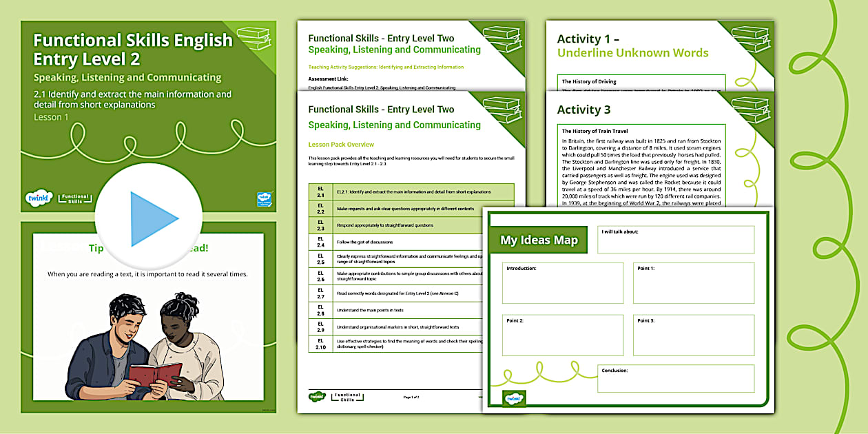 English Functional Skills Entry Level 2.1 - 2.3 - Twinkl