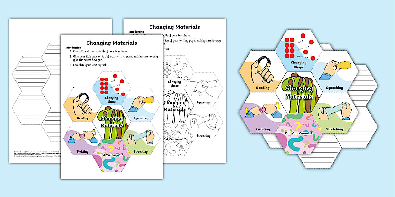 Changing Materials Hexagon Writing Template - Twinkl