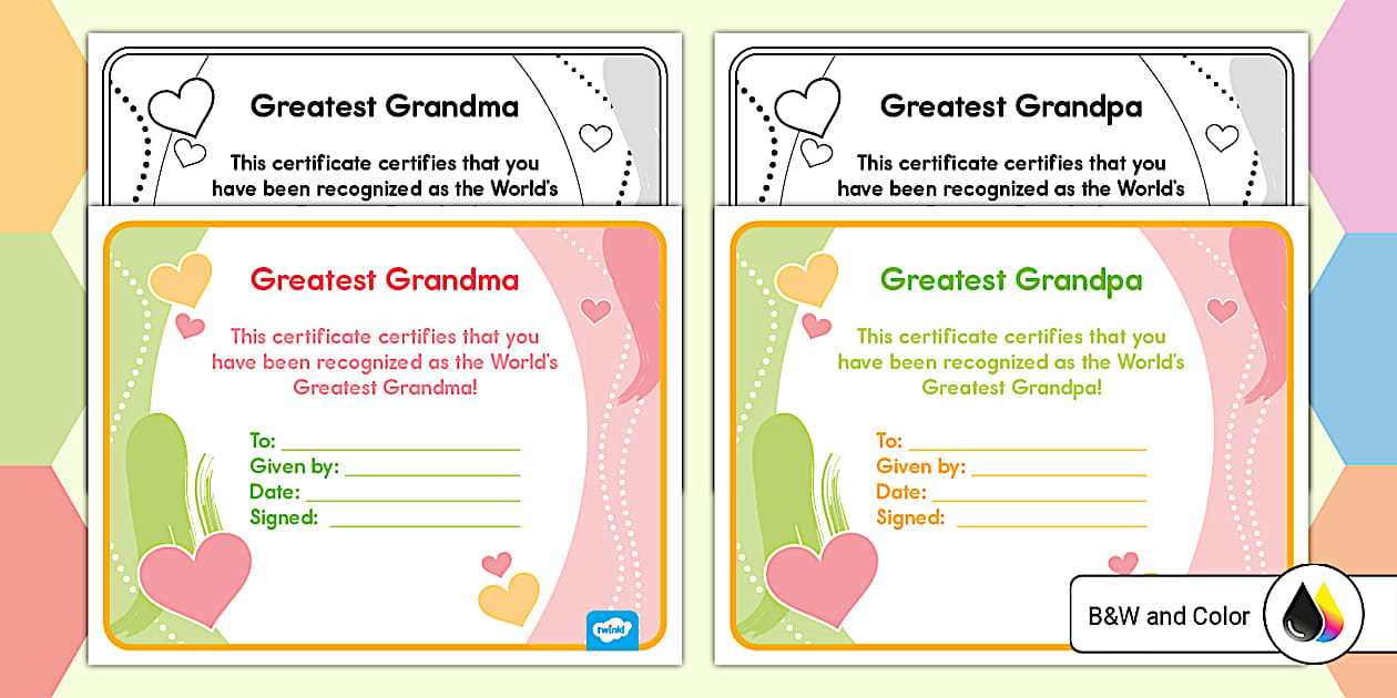 Grandparents Day Certificates (teacher made) - Twinkl