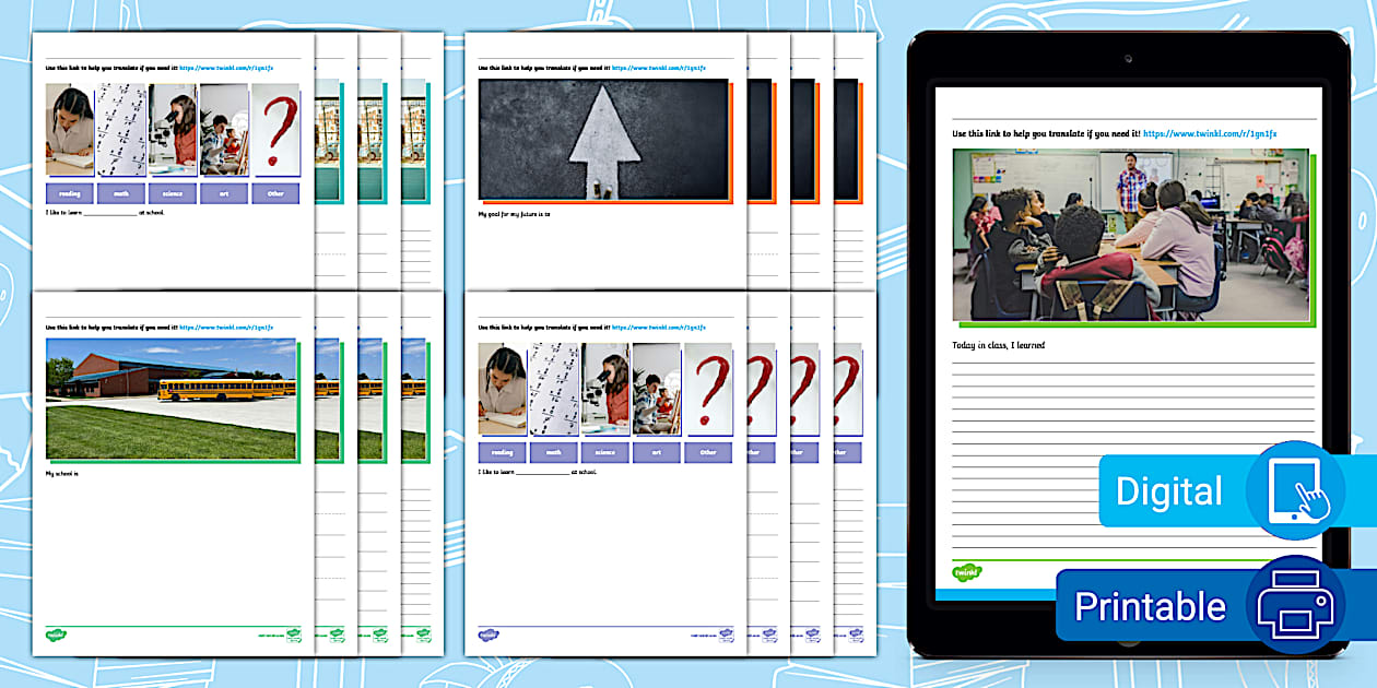 Back-To-School Writing Pages for ELL (teacher made) - Twinkl
