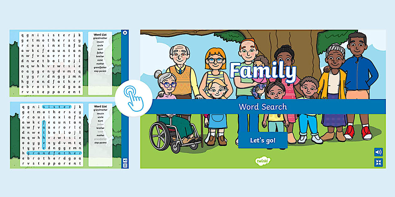 Family Interactive Word Search (teacher made) - Twinkl