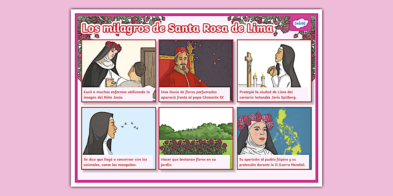 Lámina: imágenes de los milagros de Santa Rosa de Lima