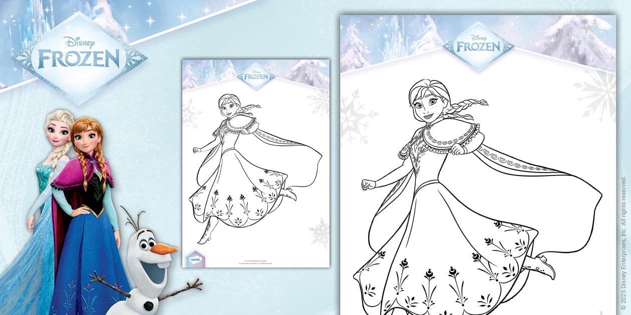 Frozen: Anna Colouring Page (teacher made) - Twinkl