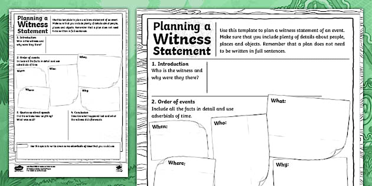 Planning a Witness Statement KS2 Worksheet (Teacher-Made)
