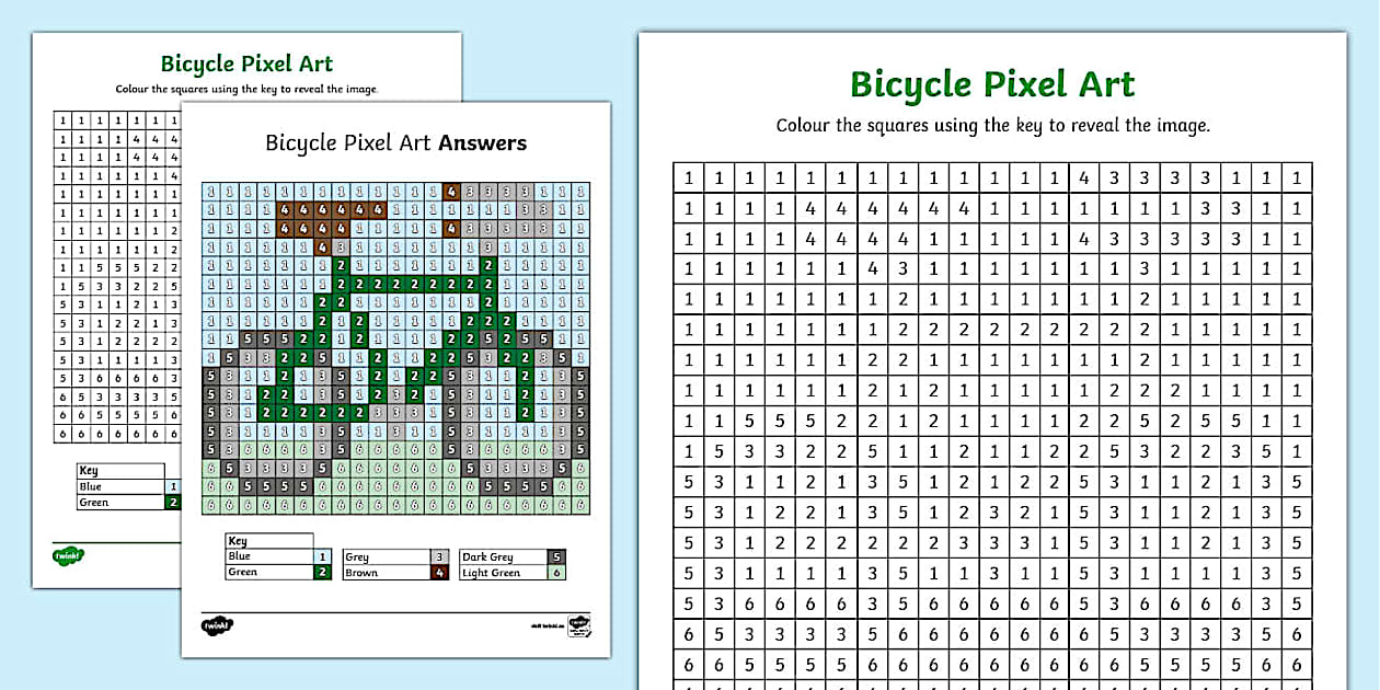 Bicycle Pixel Art Template (Teacher-Made) - Twinkl