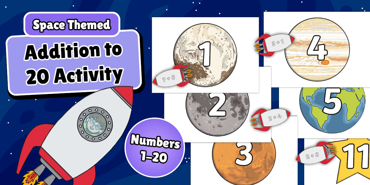 Space Themed Addition to 20 Activity