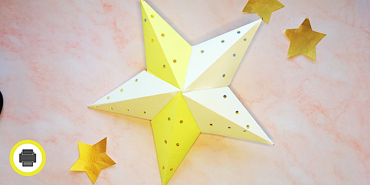 3D Star Lantern Craft Instructions and Template - Twinkl