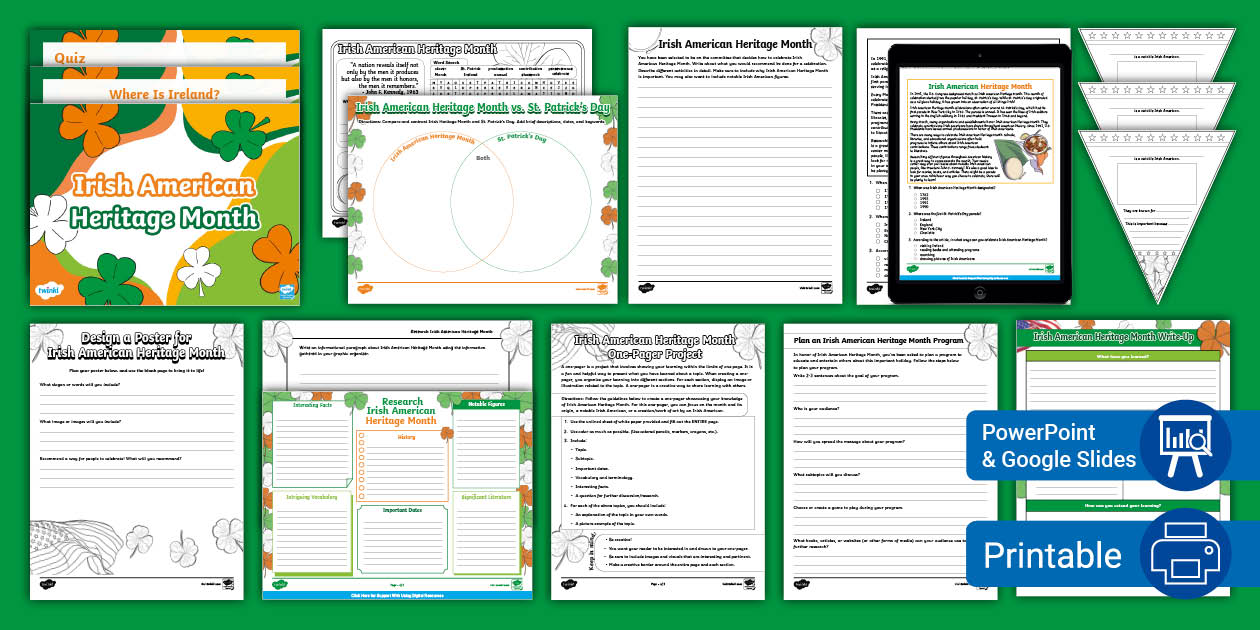 Fifth Grade Irish American Activity Pack