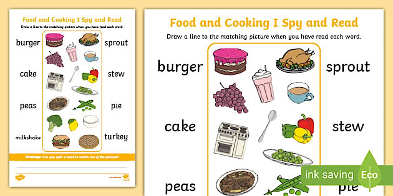 Food and Cooking I Spy and Read: Phase 5 Phonics Activity