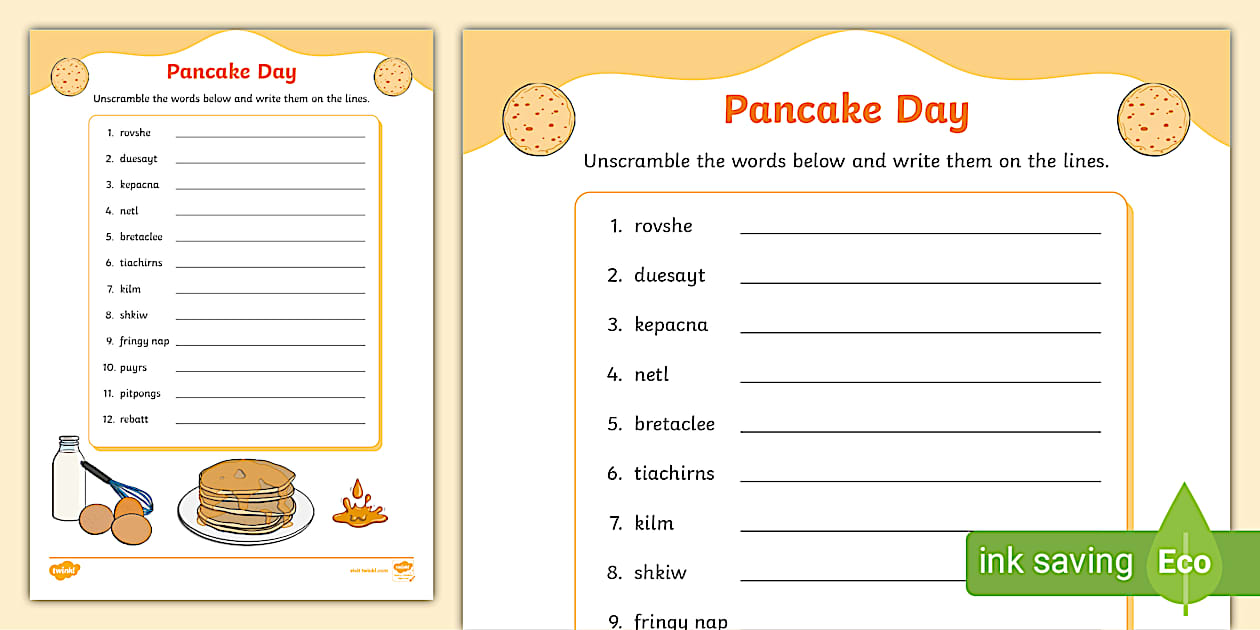 Pancake Day Spelling Activity (Hecho por educadores)