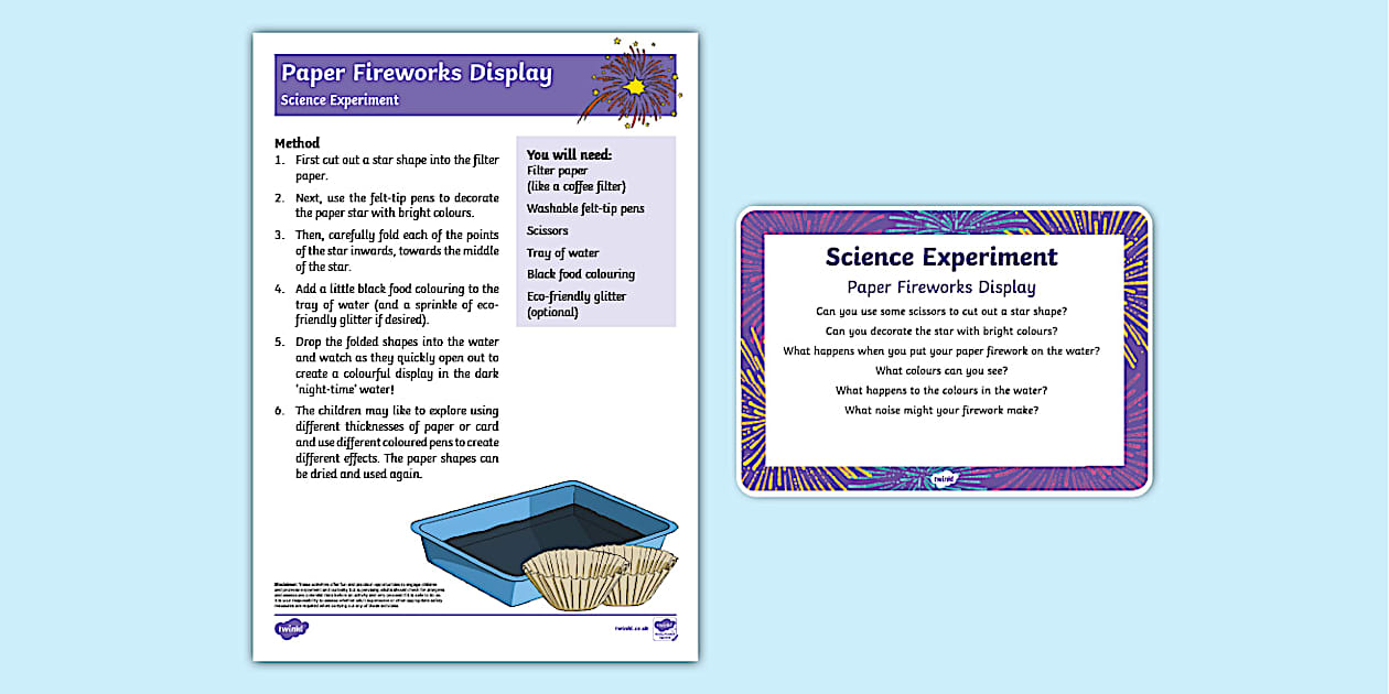 EYFS Paper Fireworks Display Science Experiment and Prompt Card Pack