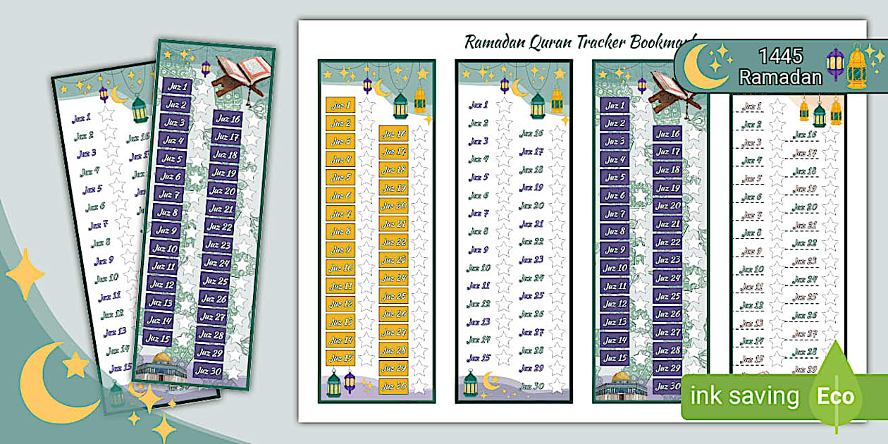 Ramadan Quran Tracker Bookmarks (teacher made) - Twinkl