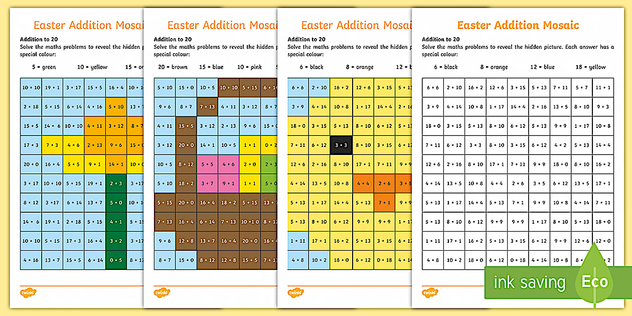 Easter Colour By Number Addition - KS1 - Primary Resource