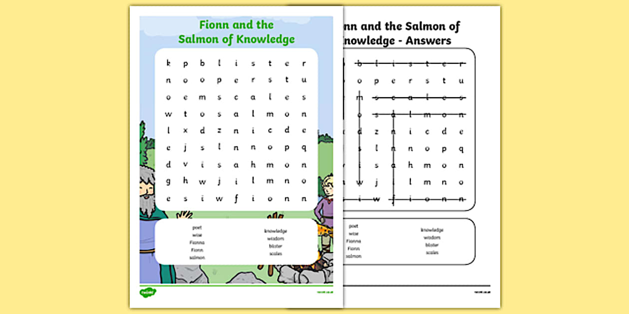 Fionn and the Salmon of Knowledge Word Search - Twinkl