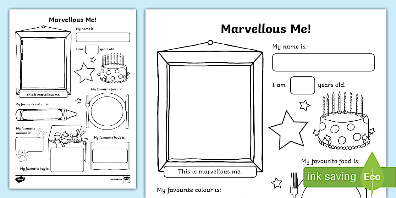 All About Me Printable Activity Sheet (teacher made)