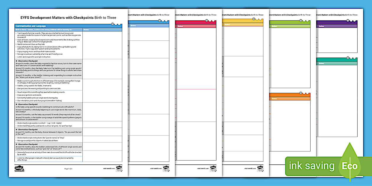 EYFS Development Matters with Checkpoints Birth to Three
