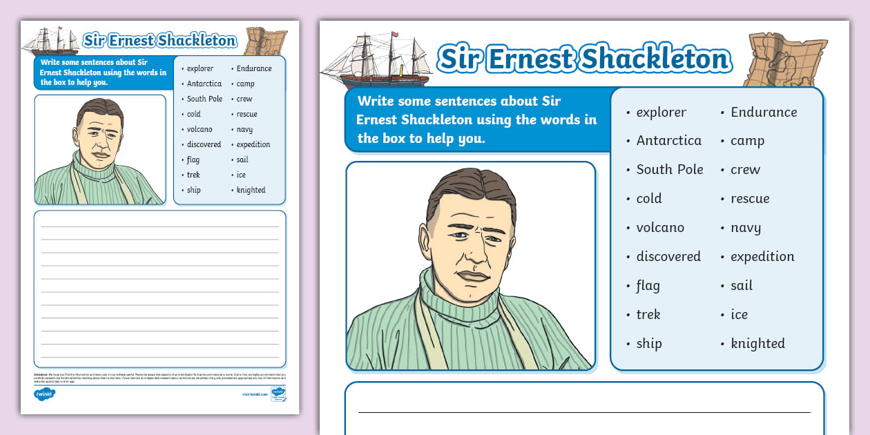 * NEW * Sir Ernest Shackleton Writing Frame - KS1 - Twinkl