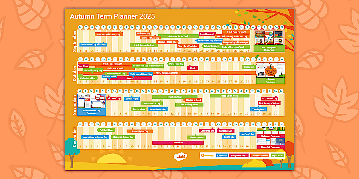 Autumn Term 2025 Display Calendar (teacher made) - Twinkl