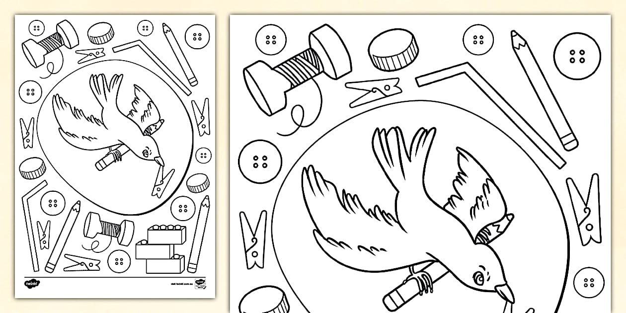 ‘Bowerbird Blues’ Colouring Page (Teacher-Made) - Twinkl