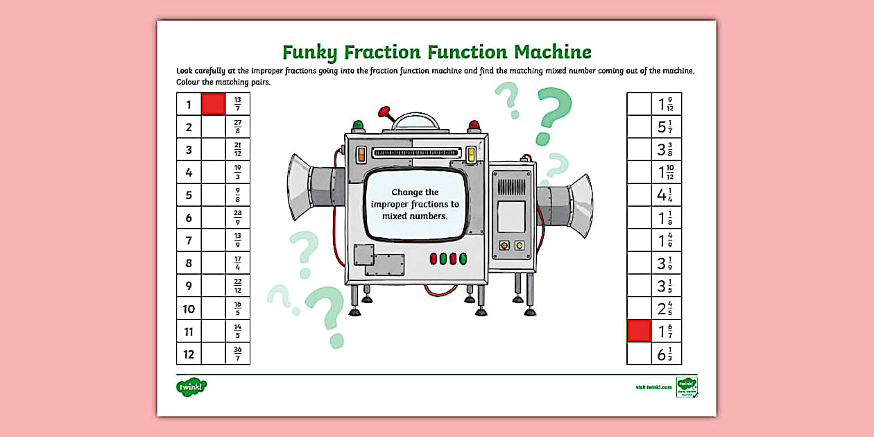 Funky Fraction Function Machine UKS2 (Teacher-Made) - Twinkl