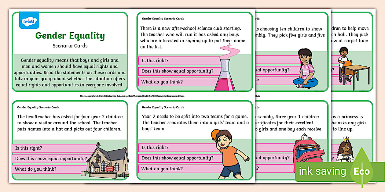 KS1 Gender Equality Scenarios Challenging Prejudice Cards