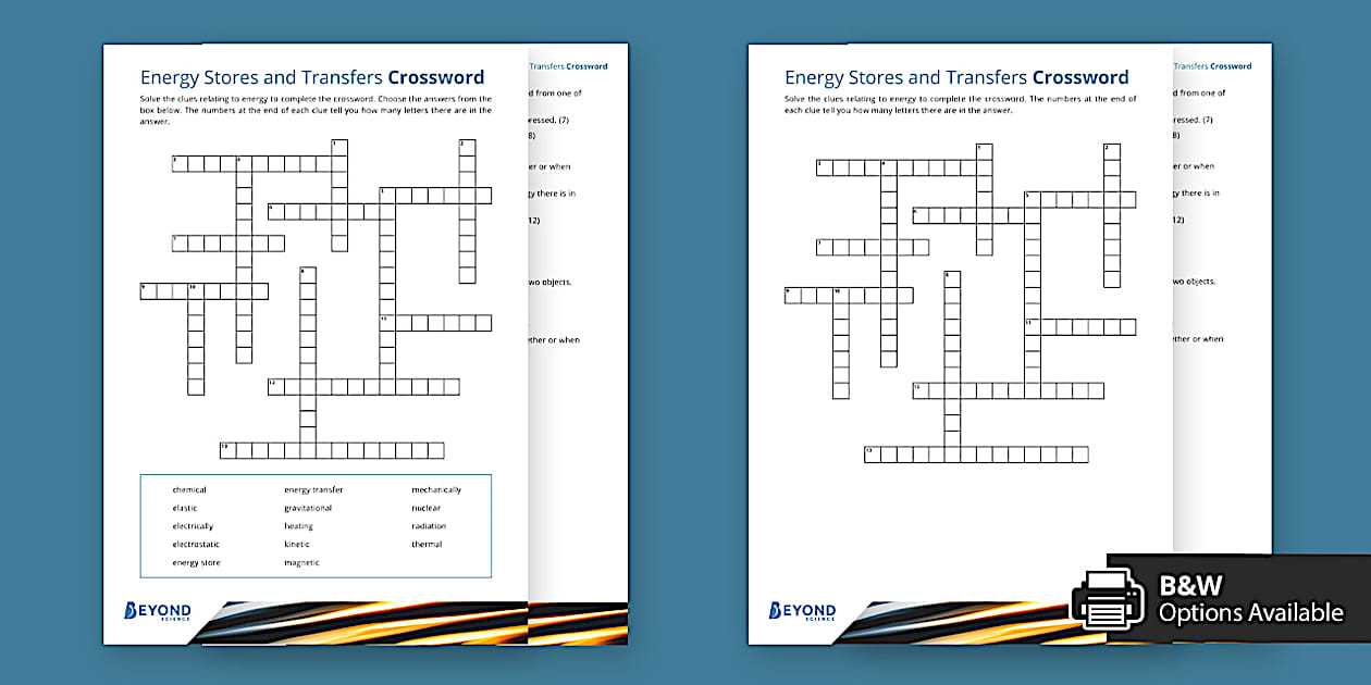 KS3 and KS4 Energy Crossword | Physics | Beyond Secondary