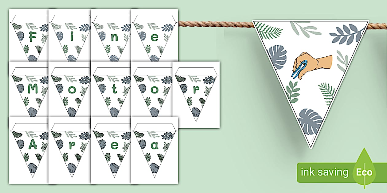 Botanical-Themed Fine Motor Area Display Bunting - Twinkl