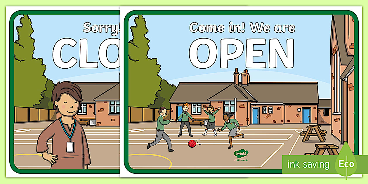 The School Aistear Open/Closed Role-Play Signs - Twinkl