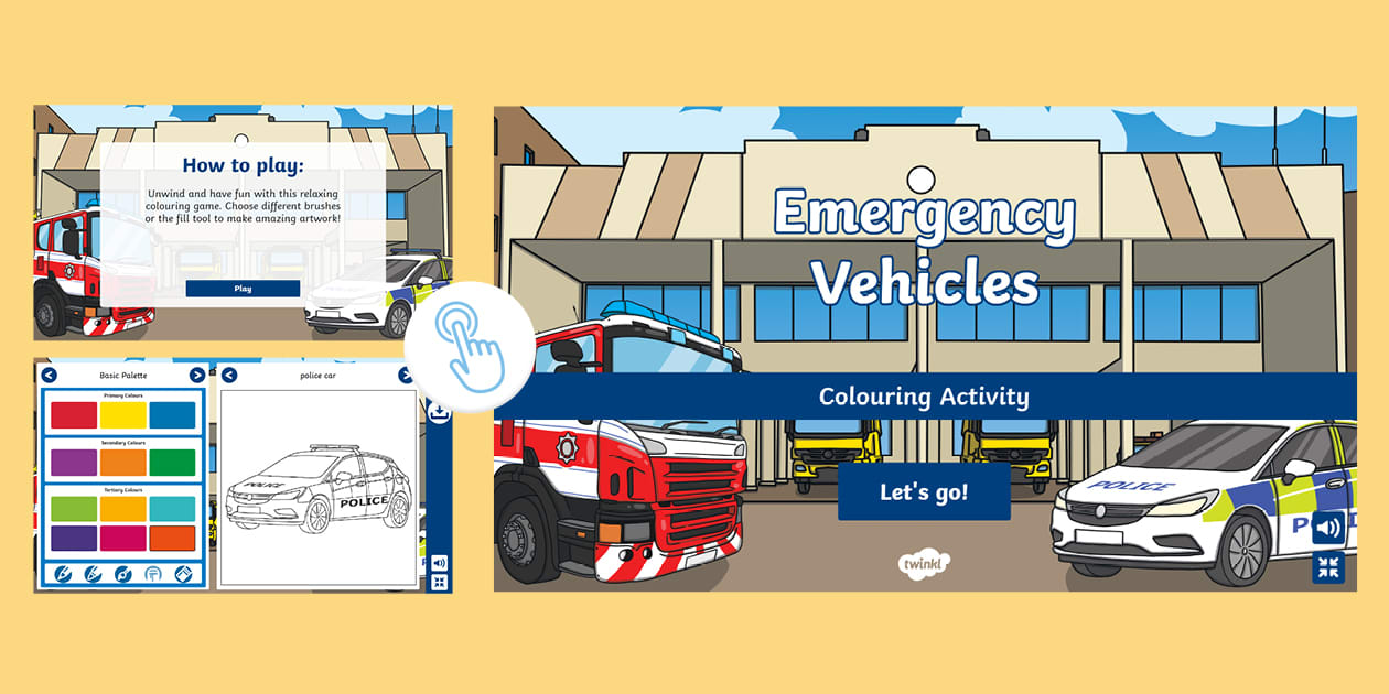 Emergency Vehicles Interactive Colouring (teacher made)