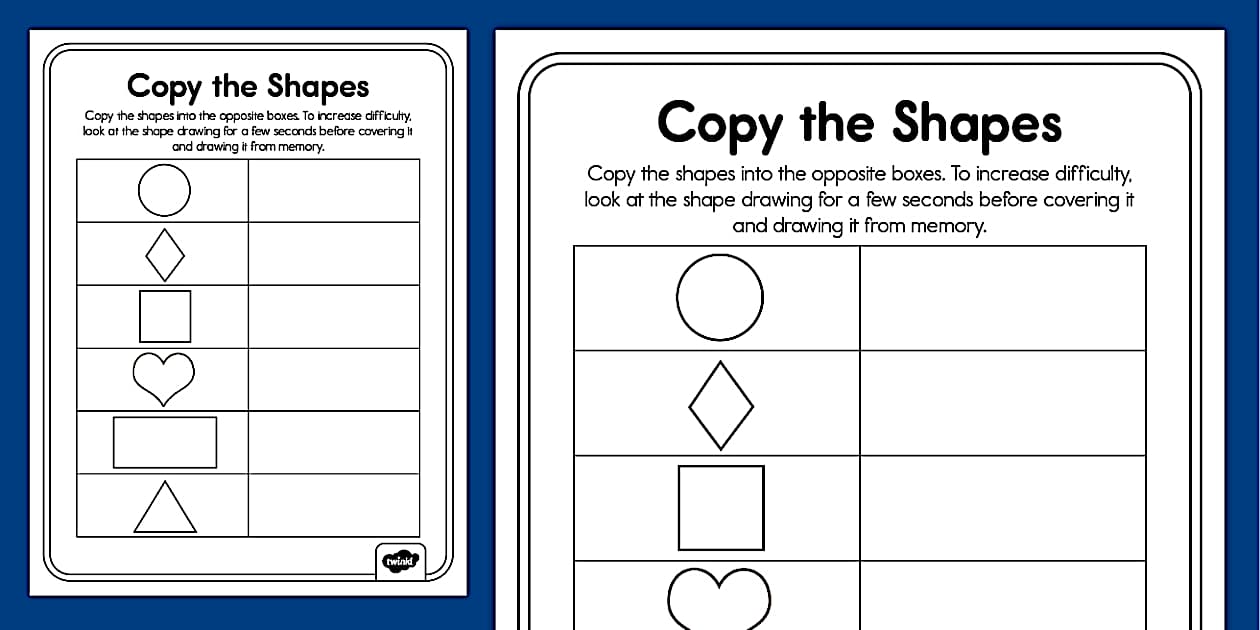 Visual Perception Copy the Shapes Worksheet (Teacher-Made)