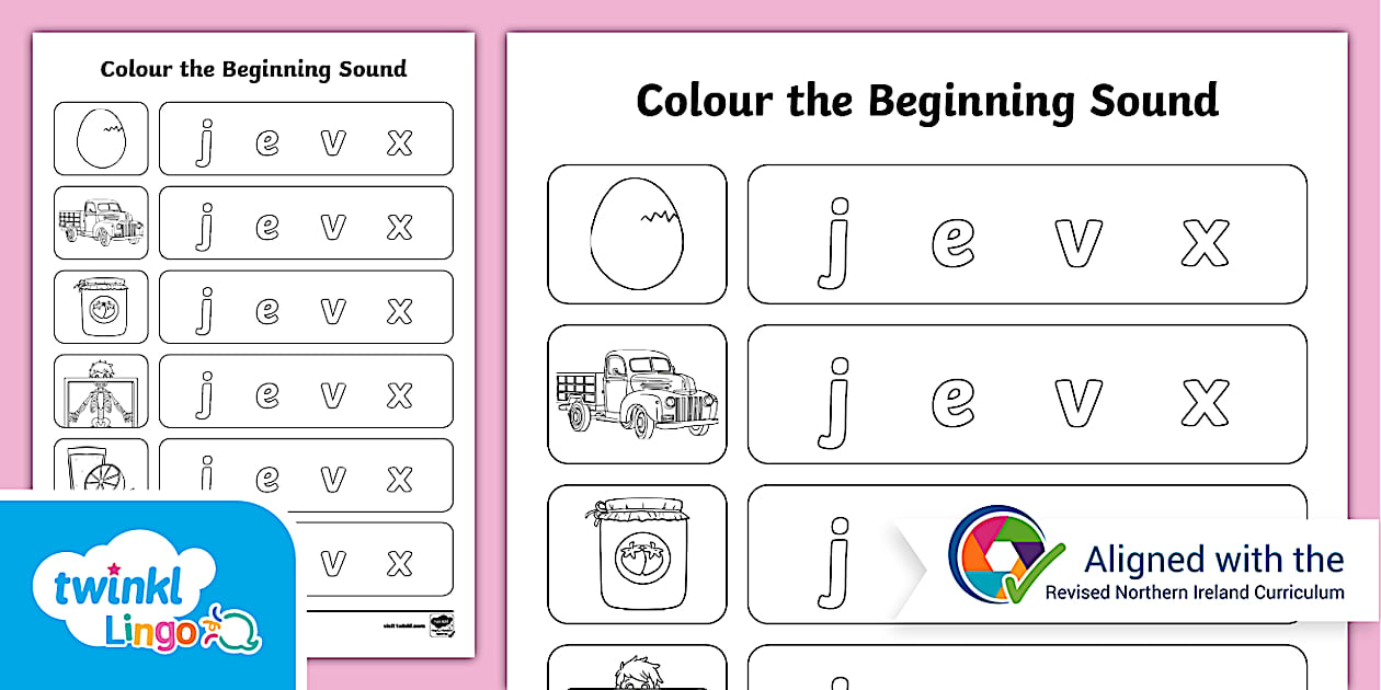 Colour the Beginning Sound JEVX Activity Sheet - Twinkl
