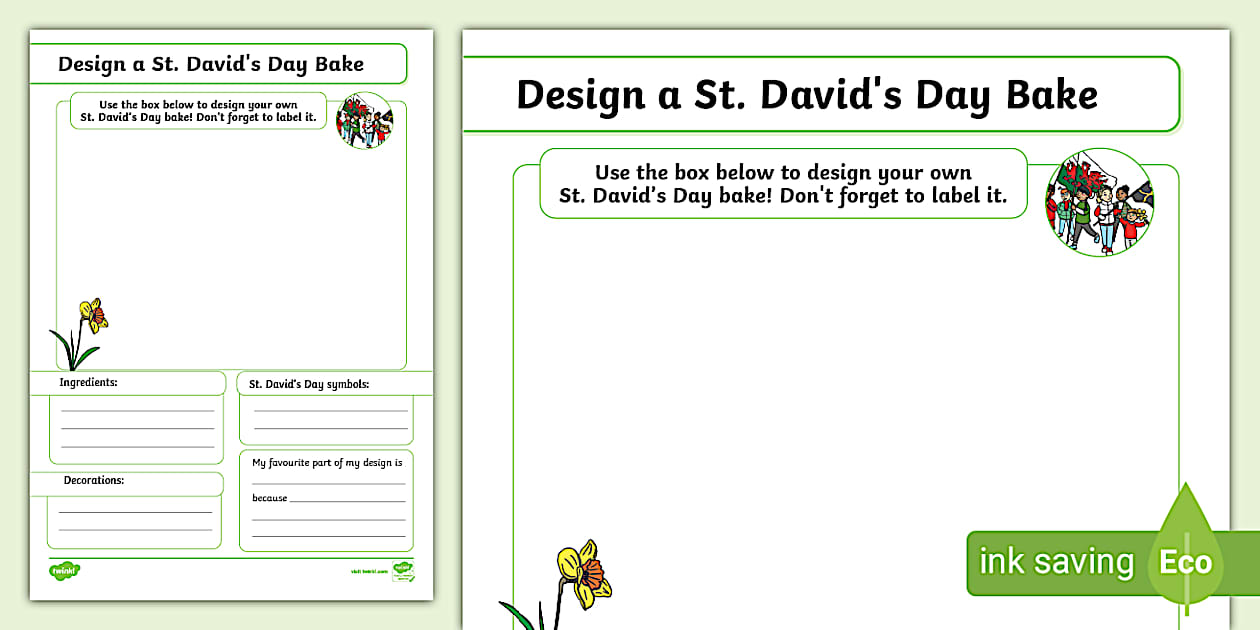 Design a St. David's Day Bake Worksheet - Twinkl